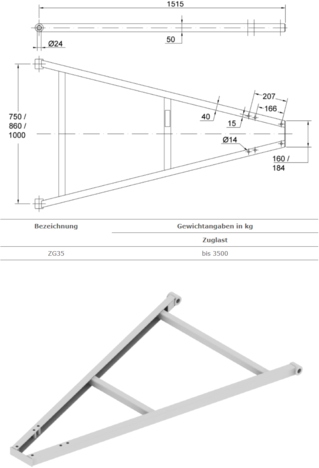Zuggabel ZG35 (bis 3.500 kg)